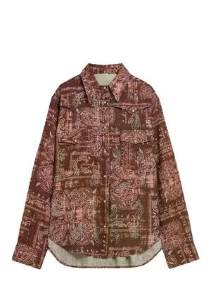 A PAPER KID Popeline Buttoned Paisley Shirt - Brown