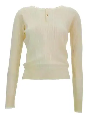 WALES BONNER Ribbed Button Sweater - Neutrals