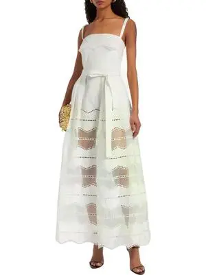 Elie Saab Cutout Belted Maxi Dress - White