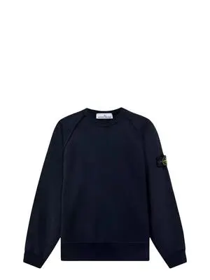 Stone Island Crew Neck Sweater With Logo Patch - Blue