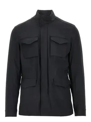 Herno High-collar Field Jacket - Black