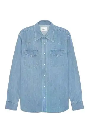 Nn07 Ricky Pocket Denim Shirt - Blue
