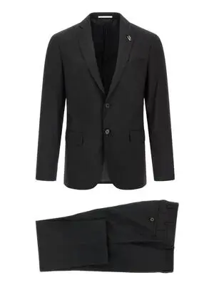 Pal Zileri Mirror-lapels Brooch-detail Suit - Black