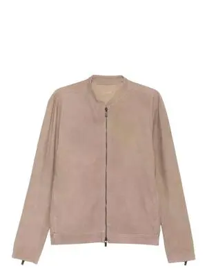 SALVATORE SANTORO Zip Collarless Jacket - Neutrals