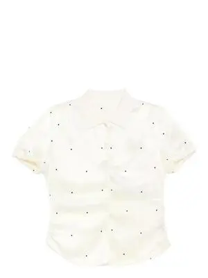 LESS Polka Dot Silk Blouse - White