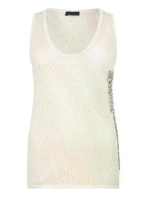 Liu Jo Mesh Tank Top With Embellishments - White