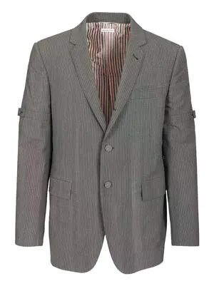 Thom Browne Striped Buttoned Blazer - Grey