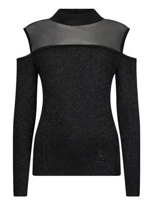 LIU JO Mesh Insert Cold-Shoulder T-Shirt