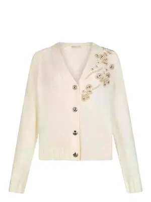 Liu Jo Bejeweled V-neck Cardigan - Neutrals