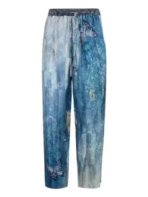 PIERRE-LOUIS MASCIA Floral-print Drawstring Trousers - Blue