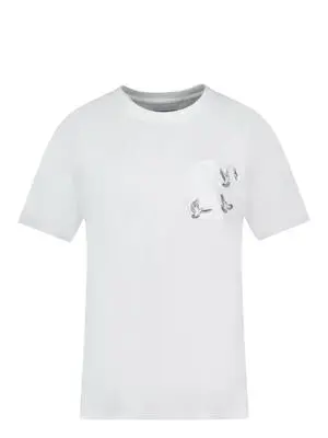 3.PARADIS Doves-pocket T-shirt - White