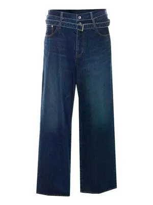 Sacai Belted Wide-leg Jeans - Blue