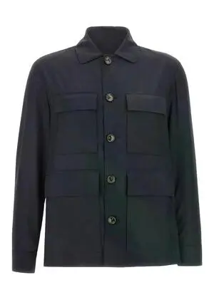 MONTECORE Flap-pocket Button-fastening Shirt Jacket - Blue