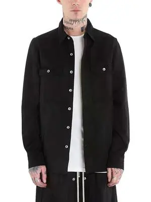 Rick Owens Outershirt Buttoned-up Cotton Jacket - Black