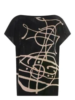 VIVIENNE WESTWOOD Graphic Print Knit Top - Black