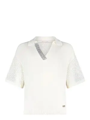 Liu Jo V-neck Openwork T-shirt - White