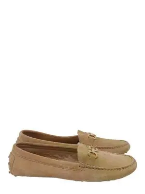 FERRAGAMO Gancini-detail Suede Loafers - Neutrals