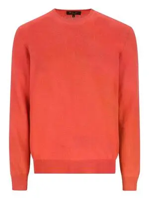 Loro Piana Ribbed Crew Neck Sweater - Orange