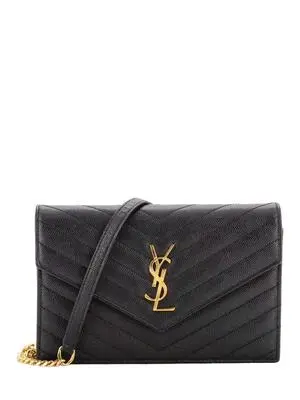 Saint Laurent Classic Monogram Wallet On Chain - Black
