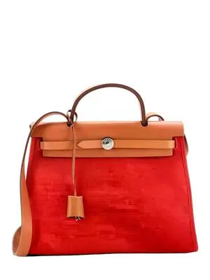 Hermès Herbag Zip Leather And Toile 31 Shoulder Bag - Brown