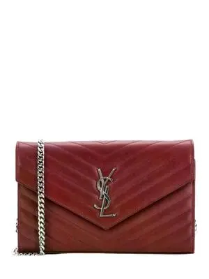 Saint Laurent Classic Monogram Wallet On Chain - Red