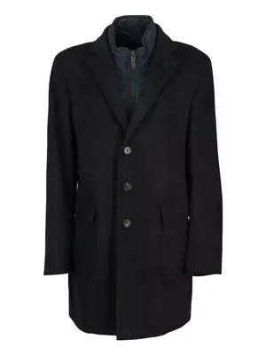 Vintage Notched-lapel Coat - Black