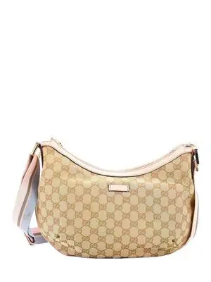 Gucci Saddle Zip Messenger Bag Gg Canvas - Neutrals