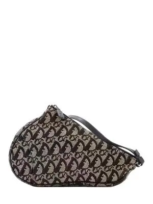 Dior Vintage Saddle Bag Diorissimo Canvas Mini Clutch - Black