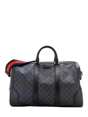 Gucci Convertible Duffle Bag Gg Coated Canvas Medium - Black