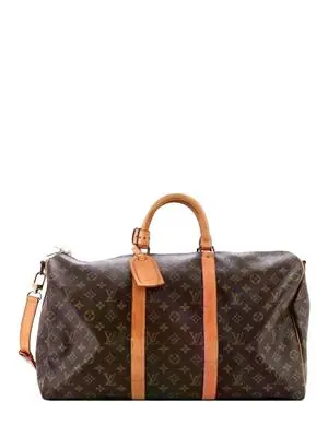 LOUIS VUITTON Keepall Bandouliere 50 Travel Bag Monogram Canvas - Brown