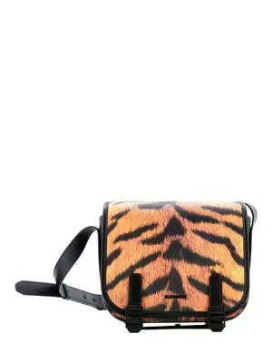 Burberry Double Buckle Flap Messenger Bag Printed Coated Canvas Small - Orange