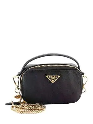 Prada Triangle Logo Top Handle Pouch - Black