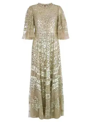 NEEDLE & THREAD Anais Sequin-embellished Gown - Neutrals
