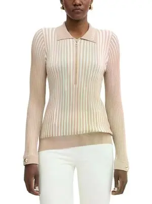 Liu Jo Striped Polo Top - Neutrals