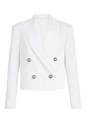 Brunello Cucinelli Cotton-paper Yarn Cropped Blazer - Beige