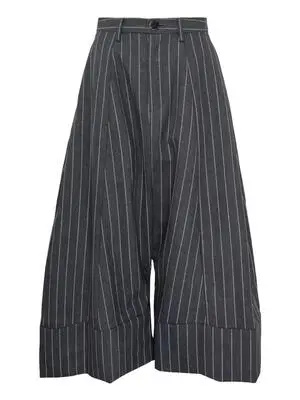 ENFOLD Pinstripe Wide Leg Trousers - Grey