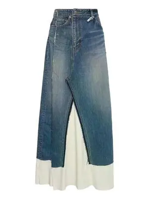 Mihara Yasuhiro Frayed Denim A-line Skirt - Blue