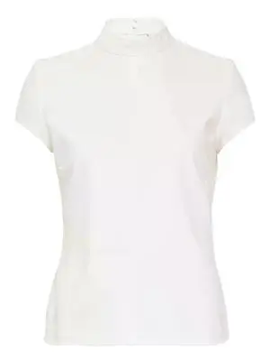 COURREGES Mock-neck Short-sleeve Top - White