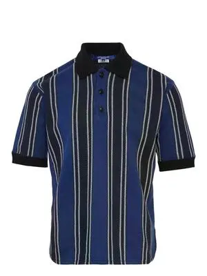 Junya Watanabe Striped Knit Polo Shirt - Blue