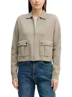 Dkny Knitted Zip-up Cardigan - Neutrals