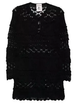 SEMICOUTURE Knitted Ruffled Dress - Black