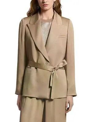 Peserico Satin Belted Blazer - Brown
