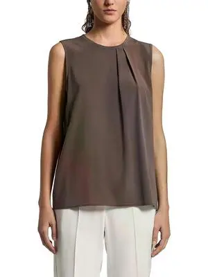 Peserico Pleated Sleeveless Top - Brown