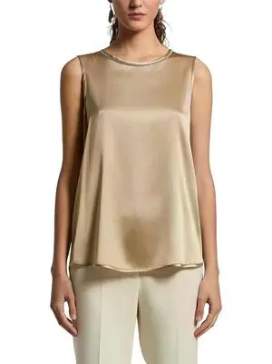 Peserico Embellished-collar Sleeveless Top - Neutrals