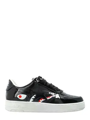 A BATHING APE Shark Star Leather Sneakers - Black