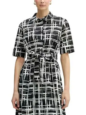 Dkny Checked Belted Shirt Dress - Black