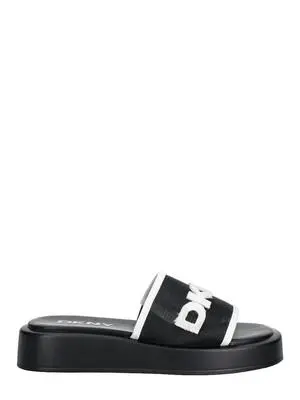 Dkny Logo Flatform Slides - Black