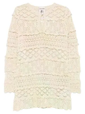 SEMICOUTURE Ruffled Openwork Mini Dress - Neutrals