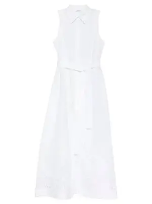 P.a.r.o.s.h Pointelle Cotton Maxi Dress - White