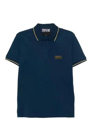 Versace Trim Plaque Polo Shirt - Blue